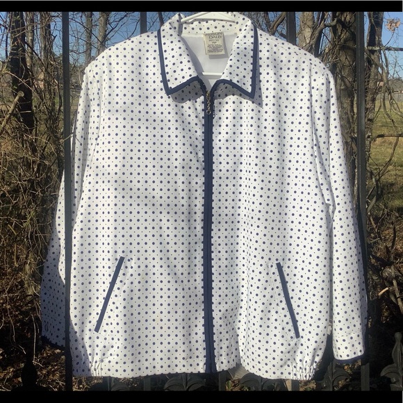 Allison Daley | Jackets & Coats | Allison Dailey Blue White Polka Dot ...